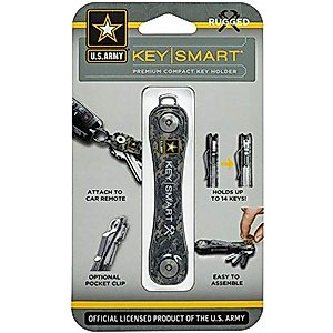 KeySmart Rugged - Multi-Tool Key Holder with Bottle Opener and Pocket Clip (up to 14 Keys, Army)