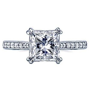 Kobelli Princess Moissanite Square Shank Trellis Engagement Ring 2 1/10 CTW 14k White Gold (GH/VS, GH/I), 5