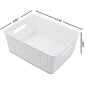 Obstnny Plastic Storage Baskets for Organizing, White Plastic Basket Bins, Set of 4