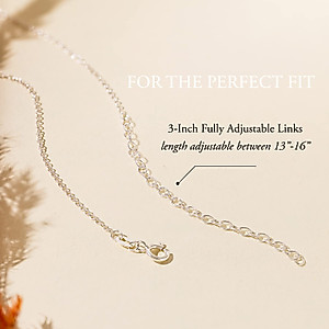 BENIQUE Dainty Thin Chain Choker Necklace for Women - 925 Sterling Silver, 14K Gold Filled 1 mm Cable Box Chain Durable Adjustable, Made in USA, 13"- 18" (Cable/S925/16)