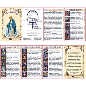 HanlinCC Glass Pearl Beads with Miraculous Epoxy Heart Metal Beads Rosary Necklace pack in Velvet Gift Bag with Rosary Pray Card (White)