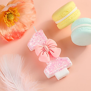 PHD CAKE 2.76 Inch Number 1 Pink Bowknot Birthday Candles, Cute Themed Number Candles, Party Celebration