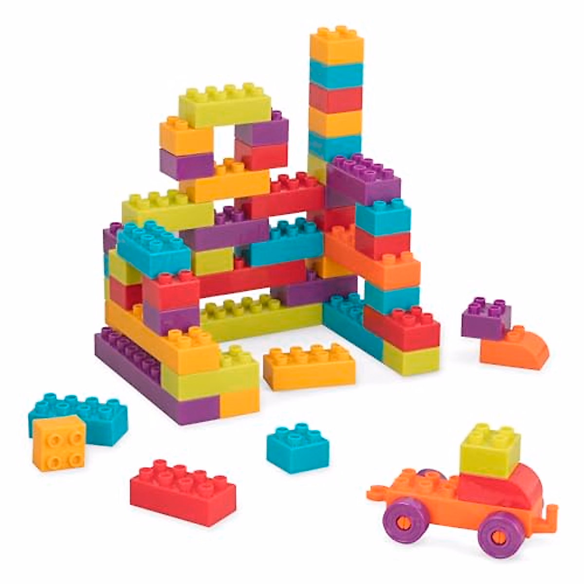 Battat – Building Blocks & Wagon – 55-Piece Block Set – Construction Playset For Kids, Toddlers – Developmental Toy – 18 Months + – Locbloc Wagon