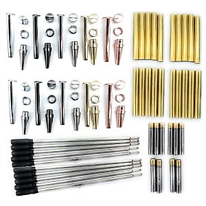 Slimline Pen Kit for Wood Turning || 10 Pack with Multiple Finishes || 7mm Twist Pen Kit