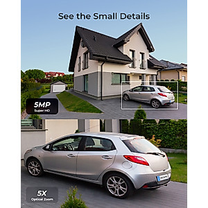 REOLINK RLC-523WA - PTZ Cameras Outdoor for Home Security, 5MP Wired WiFi Security Camera, 1920p, Auto Tracking, 5X Optical Zoom, AI Motion Detection, 2.4/5Ghz WiFi, Spotlights Color Night Vision