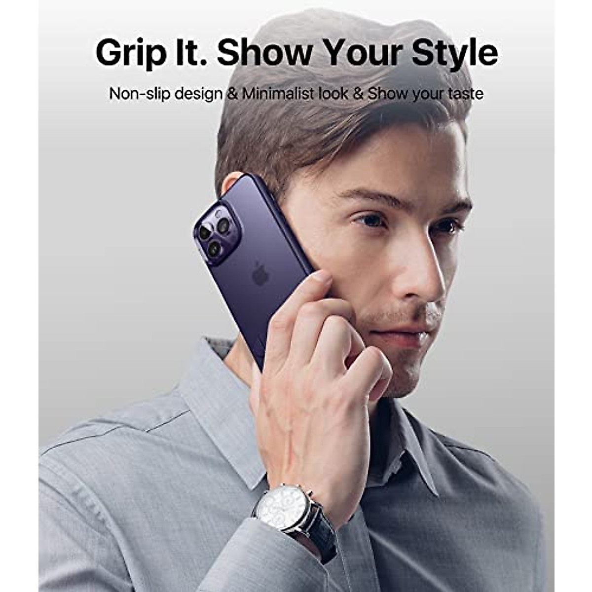 andobil for iPhone 14 Pro Case with Stand [Built-in Invisible Kickstand] [Military Grade Protection] Shockproof Translucent Slim Protective Case for iPhone 14 Pro 6.1 Inch 2022, Matte Purple