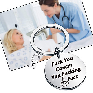 PENQI Fuck Cancer Keychain Cancer Awareness Hope Gift Fuck You Cancer You Fucking Fuck Cancer Survivor Jewelry (K fucking fuck)