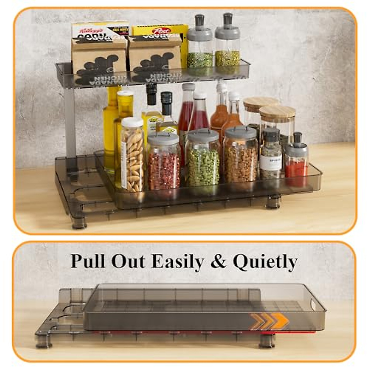 Fowooyeen Under Sink Organizer Storage: Kitchen Sink Organizer Pull Out 2-Tier Sliding Basket Drawer, Multi-Purpose Storage Shelf for Kitchen Bathroom (Black, 1 Pack)