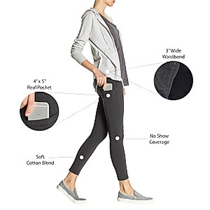 No nonsense Women’s Leggings with Pockets, High Waisted Soft Cotton Leggings, Black, 1X