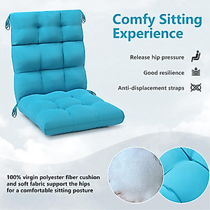 PATIOASIS Rocking Chair Cushion,Outdoor Seat Cushions for Patio Furniture Non-Slip Overstuffed Patio Chair Cushion Water-Resistant UV-Proof Lake Blue Home Decor Chair