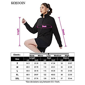 KOJOOIN Womens Long Sleeves 1/4 Zip Pullover Golf Polo Shirts Sports Athletic Shirts(Black L)