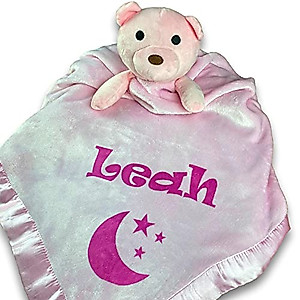 Custom Catch Personalized Teddy Bear Baby Blanket Gift for Girl - Pink