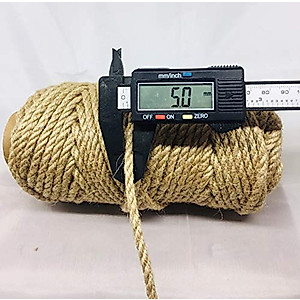 100 Feet 5mm Jute Twine, Heavy Duty Jute Rope, Natural Hemp Rope for DIY Arts Crafts, Gardening, Bundling，Home Decorating, Cat Scratching Post