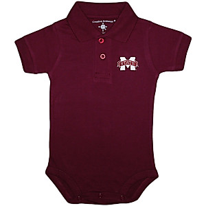 Mississippi State University Newborn Polo Bodysuit, Maroon, 6-9 Months