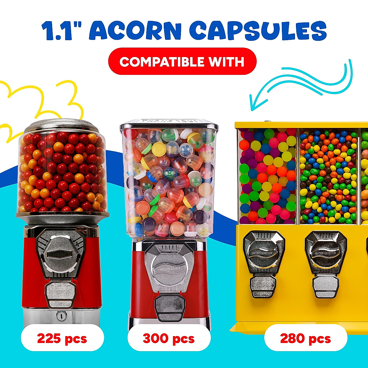 Capsule Vending Machine Translucent Acorn Capsules Empty 2000 pcs 1.1 inch - Gumball Machine Capsules Bulk Party Favors Containers - Easter Basket Stuffers Gifts Pinata Stuffers DIY Craft Supplies