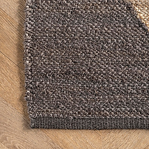 nuLOOM Pandora Diamond Jute Area Rug - 3x5 Jute Accent Rug Global Inspired Black/Ivory Rugs for Dining Room Rug Neutral Rug Living Room Rug Entryway Kitchen