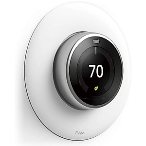 Google Nest Learning Smart Thermostat - 3rd Generation - Stainless Steel T3007ES Bundle with Google Nest Temperature Sensor T5000SF + elago Wall Plate Upgraded Wall Mount Cover - Matte White