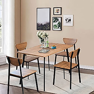 Lamerge 5-Piece Dining Table Set, Kitchen Table Set for 4, Industrial Dining Table and Chairs Set with Metal Frame, Kitchen Table and Chairs for Small Space, Apartment, Rustic Brown