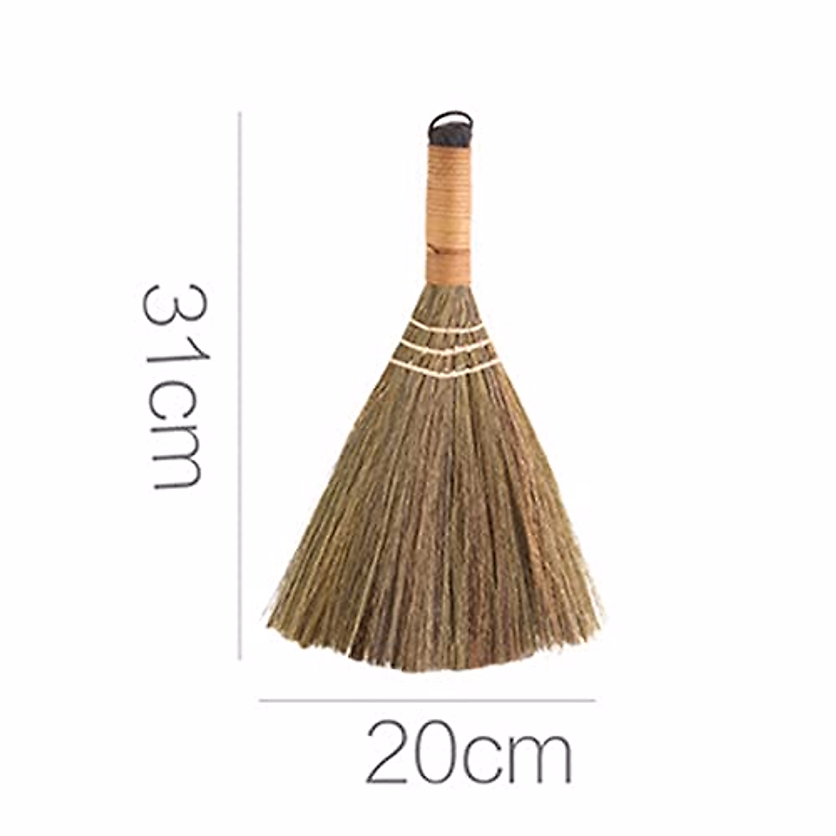 ODKKAYA Natural Whisk Sweeping Hand Handle Broom Retro Broom Corn Broom Asian Broom Household Angle Brooms Straw Soft Broom for House, Garage, Office, Lobby Room, Kitchen (Small)