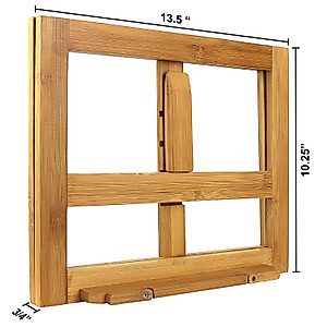 Greenco Bamboo Laptop, iPad, Kitchen Stand, Art Easel | Cookbook, Music Book, Recipe Book Holder, Painting Display, Reading | Foldable, Portable, Adjustable | Tabletop, Kitchen Counter, Home Decor