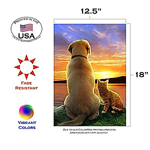 Toland Home Garden 1112153 Sunset Pals Cat Flag 12x18 Inch Double Sided Cat Garden Flag for Outdoor House Dog Flag Yard Decoration