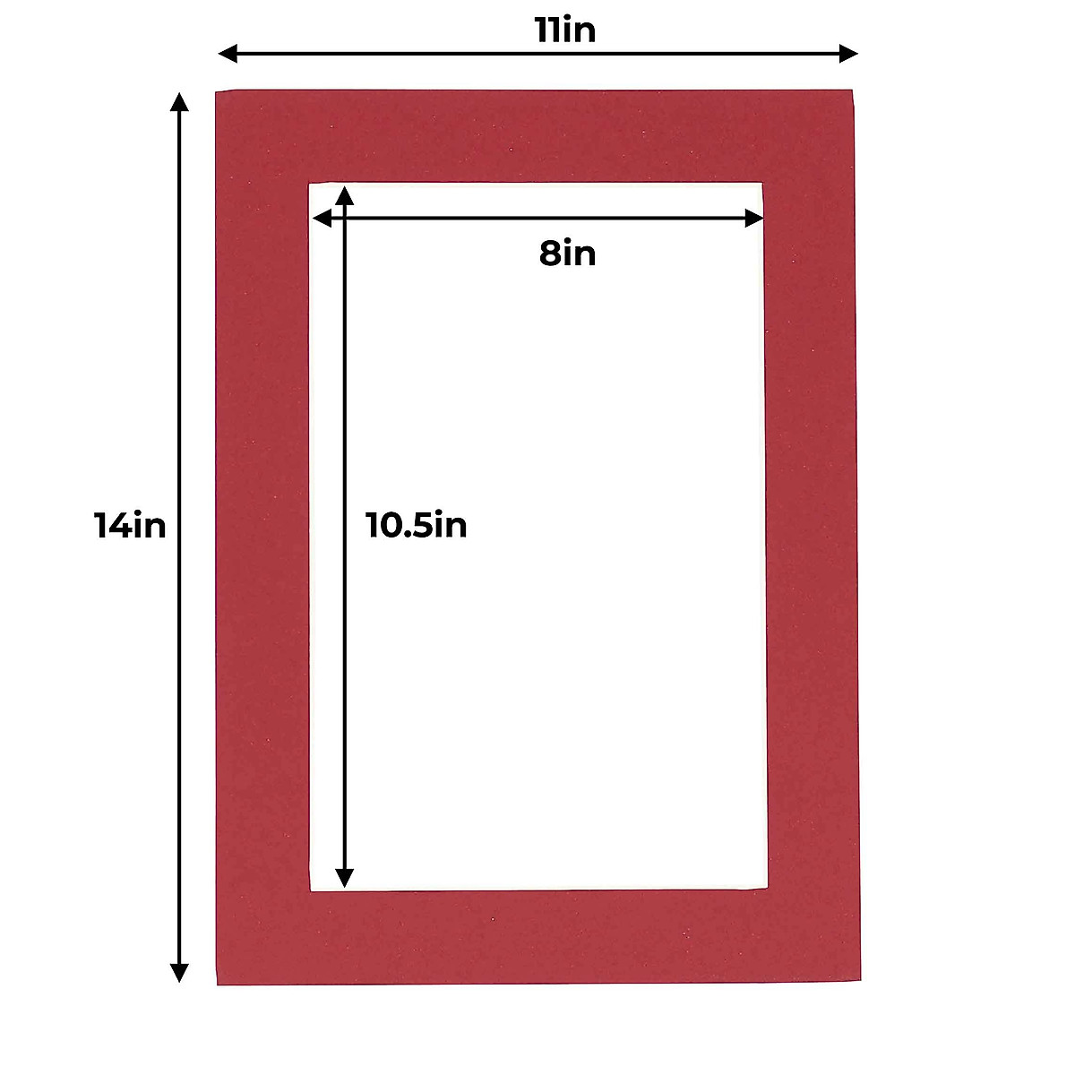 11x14 Mat for 8.5x11 Photo - Precut Deep Red Picture Matboard for Frames Measuring 11 x 14 Inches - Bevel Cut Matte to Display Art 8.5 x 11 Inches - Acid Free ONE MAT with Backing Board & Clear Bag