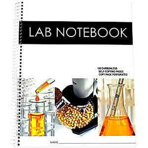 BARBAKAM Lab Notebook 100 Carbonless Pages Spiral Bound (Copy Page Perforated)