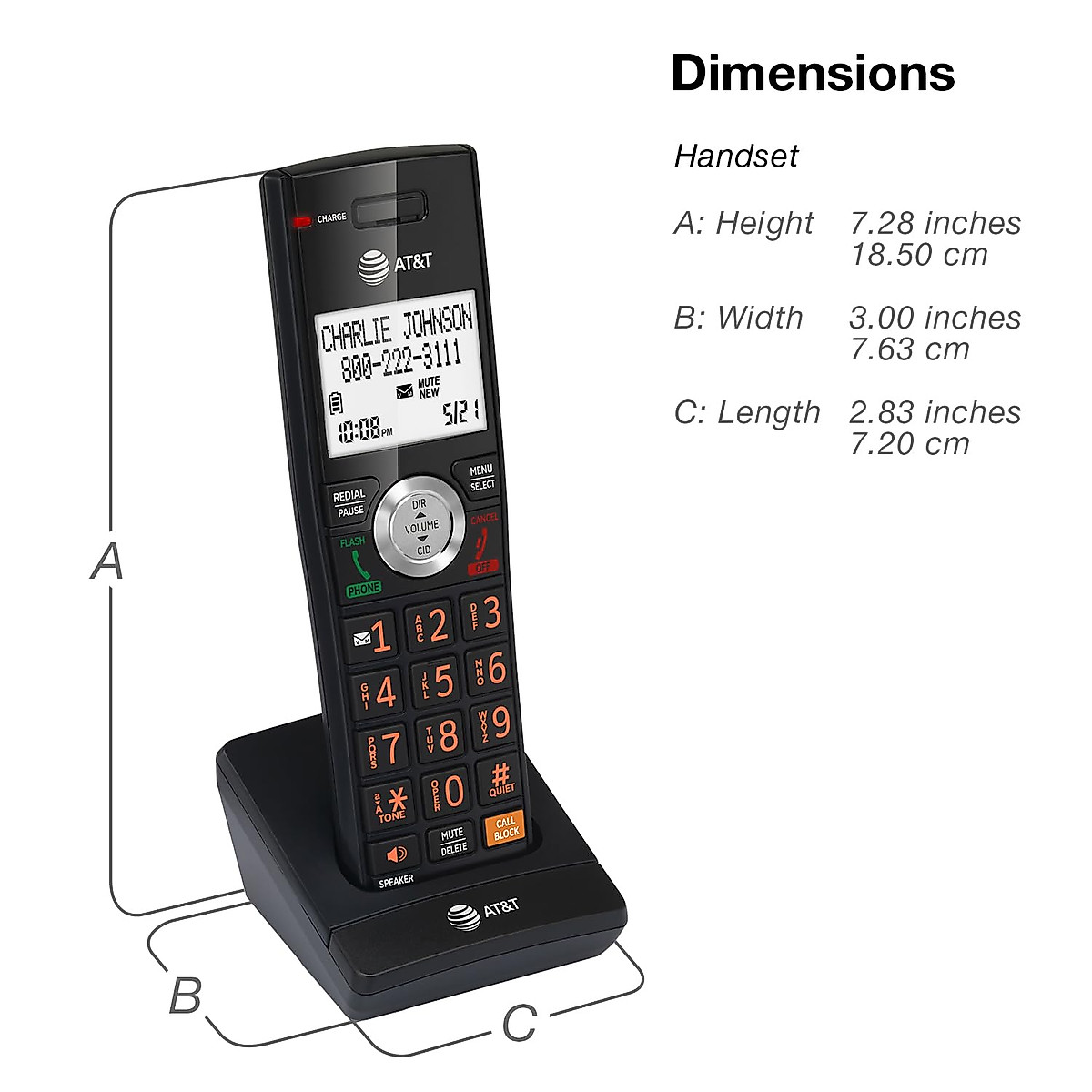 AT&T CL82267 DECT 6.0 2-Handset Cordless Phone for Home with Answering Machine, Call Blocking, Caller ID Announcer, Intercom and Long Range, Black & Wood Grain Finish