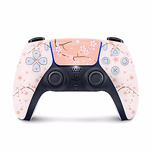 PS5 Japanese Cherry Blossom flowers Skin for PlayStation 5 Console and 2 Controllers, Pink Color skin Vinyl 3M Decal Stickers Full wrap Cover (Disk Edition)