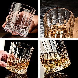 GLASKEY Whiskey Glasses Set of 4,Rock Glasses,10 oz Lead-Free Crystal Scotch Glasses,Old Fashioned Glass for Bourbon,Cognac,Irish Whisky,Personalised Whisky Glass Gift Set for Men,Dad,Brother