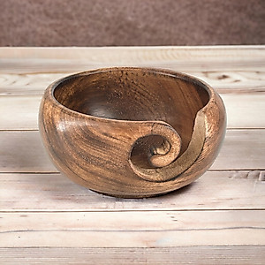 Earthly Home Wooden Yarn Bowl Handmade Yarn Bowl with Holes for Crocheting and Knitting Christmas Gift Crochet Accessories 5.5" x 3"