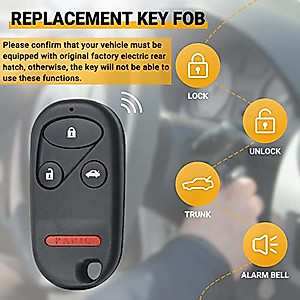 Car Key Fob Keyless Entry Remote Compatible with Honda Accord/Acura TL 1998 1999 2000 2001 2002 2003 4 Button Key Replacement (‎KOBUTAH2T)
