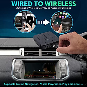 Pyle Wireless Carplay iA Box, 4GB RAM 64GB ROM, 2.4GHz, 5GHz Dual Band WiFi BT Octa Core 64Bits D, 4K Full HD, H.265, USB3.0 Android Box, Screen Mirroring, Install Android Apps - PAS22BK