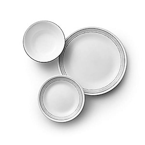 Corelle Vitrelle 18-Piece Service for 6 Dinnerware Set, Triple Layer Glass and Chip Resistant, Lightweight Round Plates and Bowls Set, Mystic Gray