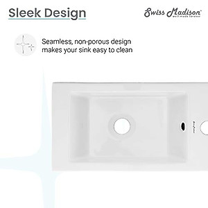 Swiss Madison Well Made Forever SM-WS316 Voltaire Wall Hung Sink, Glossy White