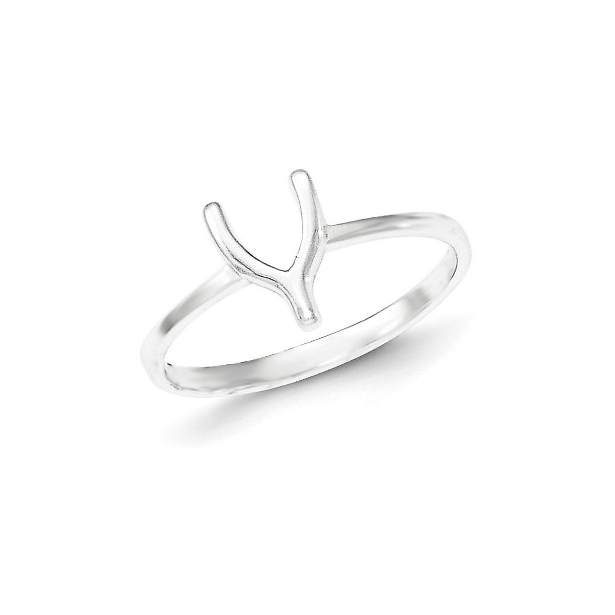 925 Sterling Silver Solid Back Polished Wishbone Ring Size 8 Jewelry for Women