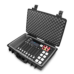 Casematix Waterproof Mixer Carry Case Compatible with Rode Rodecaster Pro Podcast Production Studio and Adapter - Hard Carry Case With Padded Foam