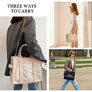 The Tote Bags for Women Travel Handbag Canvas Shoulder Bag with Zipper Crossbody Purse for Office, Travel, School (White)