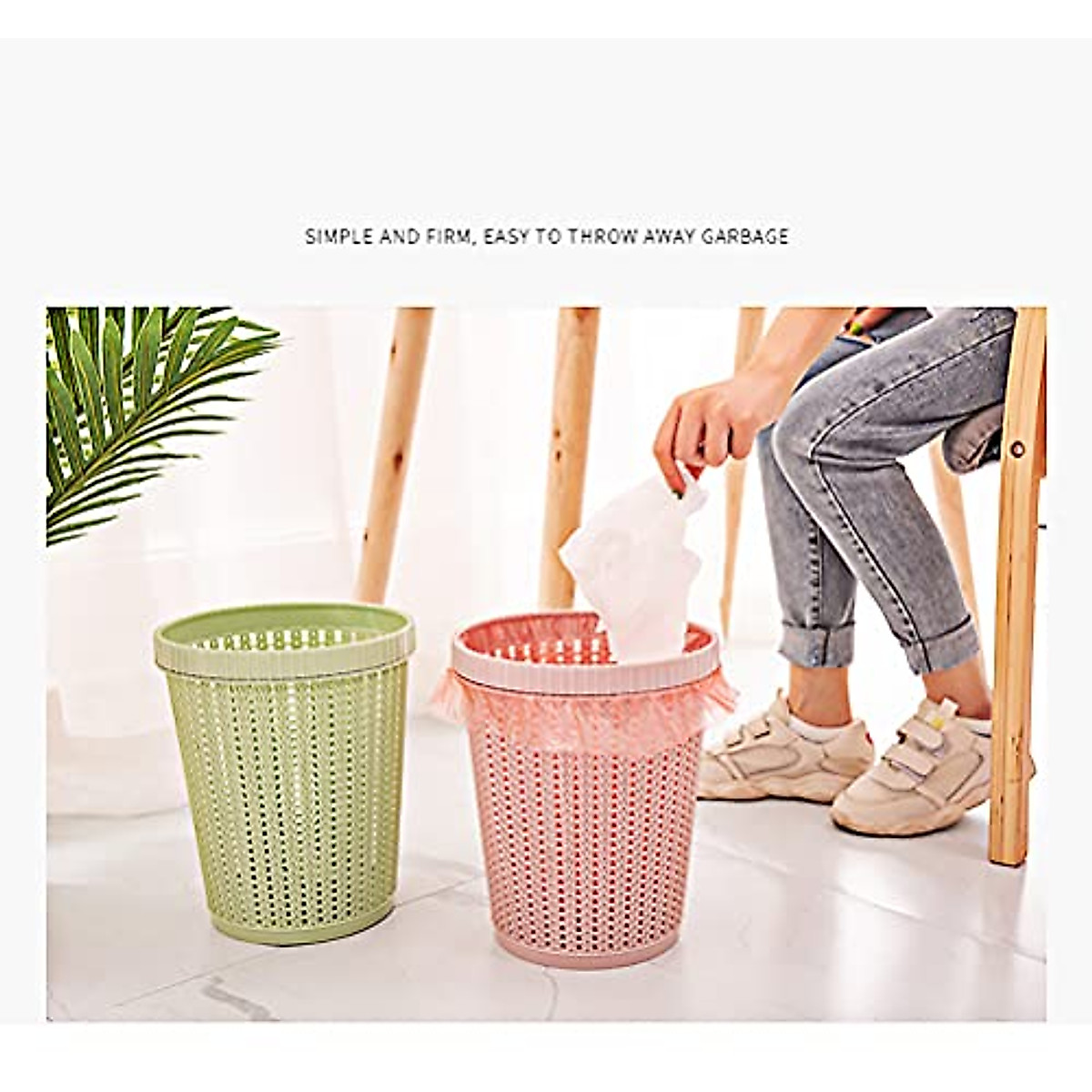 Hosaire Waste Basket Trash Can Kitchen Waste Basket with Cover for Bathroom Home Office Dorm Kids Room 1 Pcs