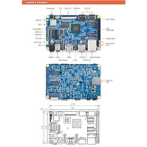 NanoPC-T3 Plus Open Source Single Board Computer with Gbit Ethernet Ports 2GB 32bit DDR3 RAM 16GB eMMC Based in S5P6818 Soc Support Android5.1 UbuntuCore+Qt OS (with Heat Sink and Antenna)