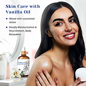 HIQILI Vanilla Essential Oil, Undiluted Natural Strong Fragrance Add in Skin Perfume, Unscented Lotion, Candle Soap Making Scent, Relax at Home with Diffuse Warm Sweet Aroma-100ML
