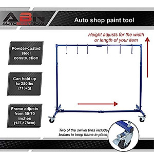 ABN Adjustable 7 Foot Paint Hanger - Extendable 50-70-Inch Painting Rack - Paint Hanger Hooks with Swivel Locking Wheels