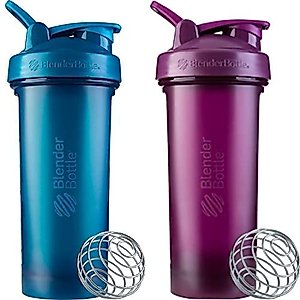 BlenderBottle Classic V2 Shaker Bottle Perfect for Protein Shakes and Pre Workout, 28-Ounce (2 Pack), Ocean Blue, Plum