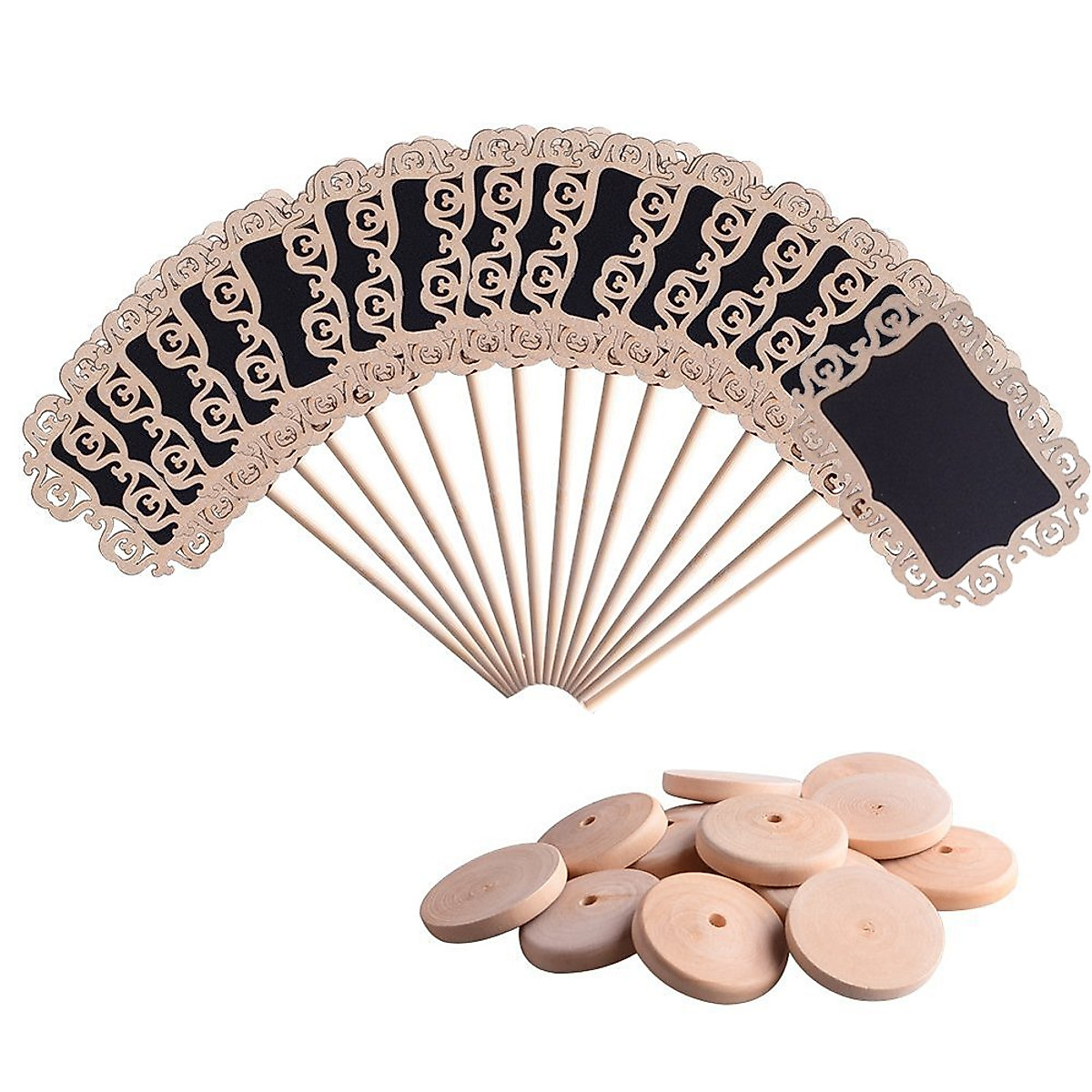 Youngine Pack of 15, Mini Chalkboards Cards with Stand for Reminders Labeling,Weddings Place Cards, Food Signs, Party Supplies, Table Numbers, and Special Event Decoration (Wave)