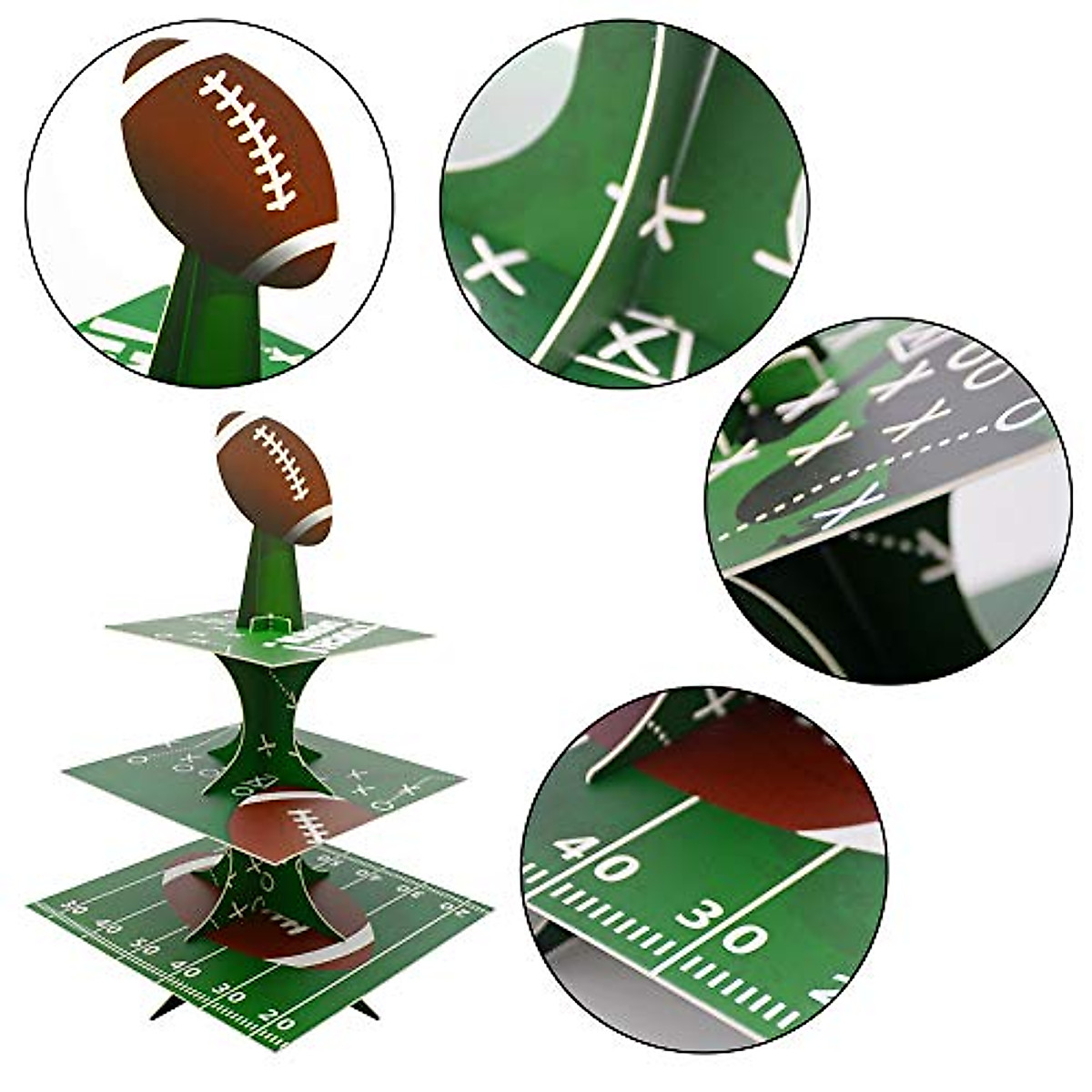 FRIDAY NIGHT Super Bowl Football Party Cardboard Cupcake Stands Mini Cake Stand Reusable Kid Birthday Baby Shower Football Theme Party Supplies Dessert Stand