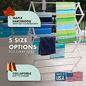 Pennsylvania Woodworks Clothes Drying Rack: Solid Maple Hard Wood Laundry Rack for Sweaters, Blouses, Lingerie & More, Durable Folding Drying Rack, Made in USA, No Assembly Needed, Large
