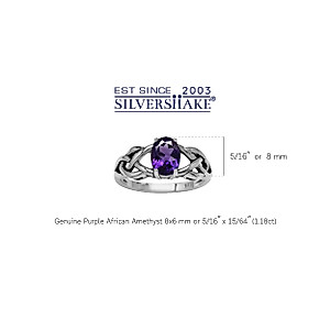 Silvershake 1.18ct. Natural African Amethyst 925 Sterling Silver Celtic Knot Solitaire Ring Size 5