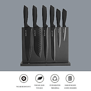 SipLip Kitchen knife set with Magnetic knife holder, 15 pieces high carbon stainless steel sharp kitchen knife set including chef's knife, bread knife, serrated steak knife set, knife sharpener