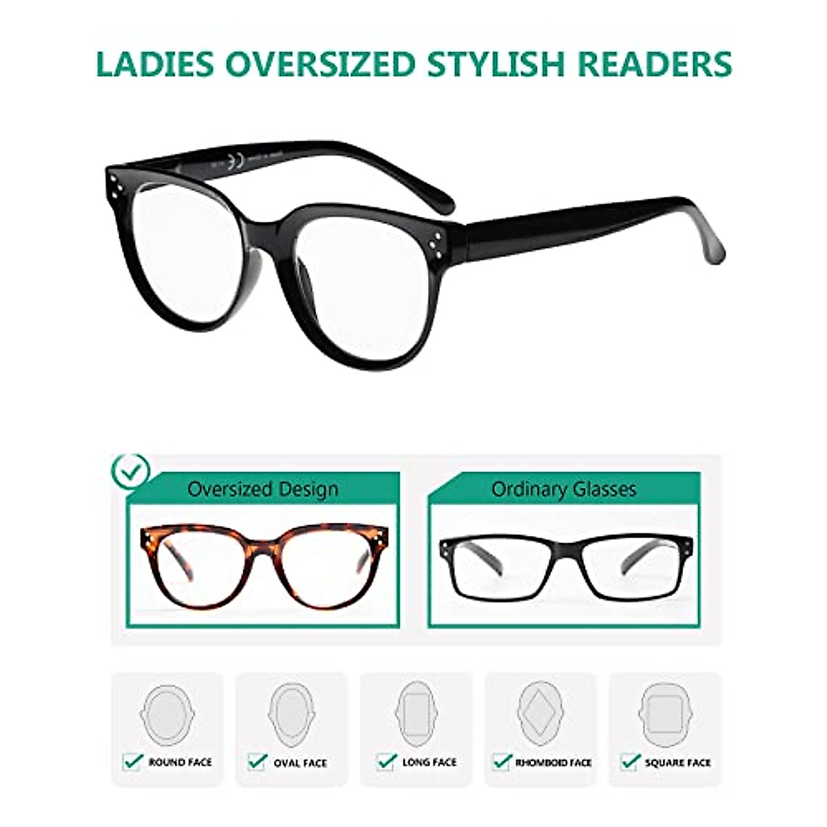 Eyekepper 4-packing Thick Sturdy Reading Glasses Women Stylish Large Readers
