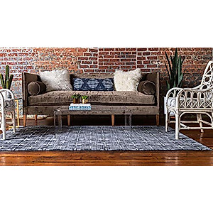 Unique Loom Uptown Collection by Jill Zarin Collection Geometric Modern Navy Blue Area Rug (8' 0 x 10' 0)
